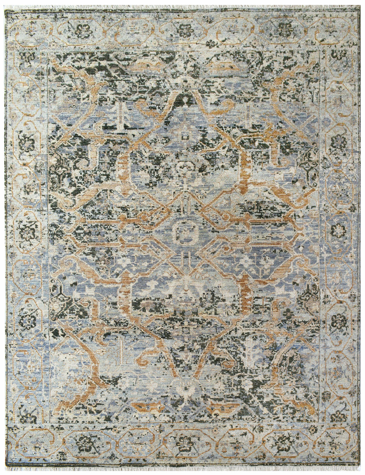 Return To Classic 8x10 Grey/Blue Wool — Indo Designer Rugs