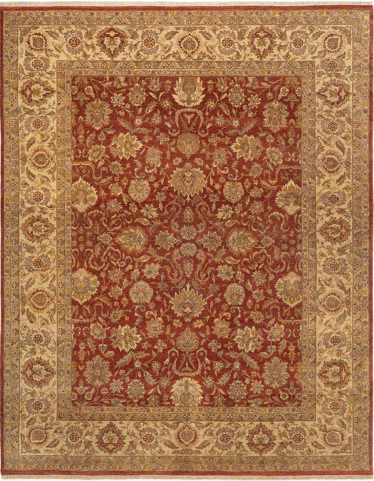 Agra 8x10 Rust/Red/Ivory Wool — Indo Designer Rugs